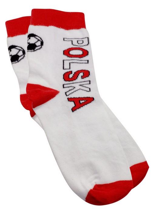 Children's Socks - White with Red Welt & Soccer Ball